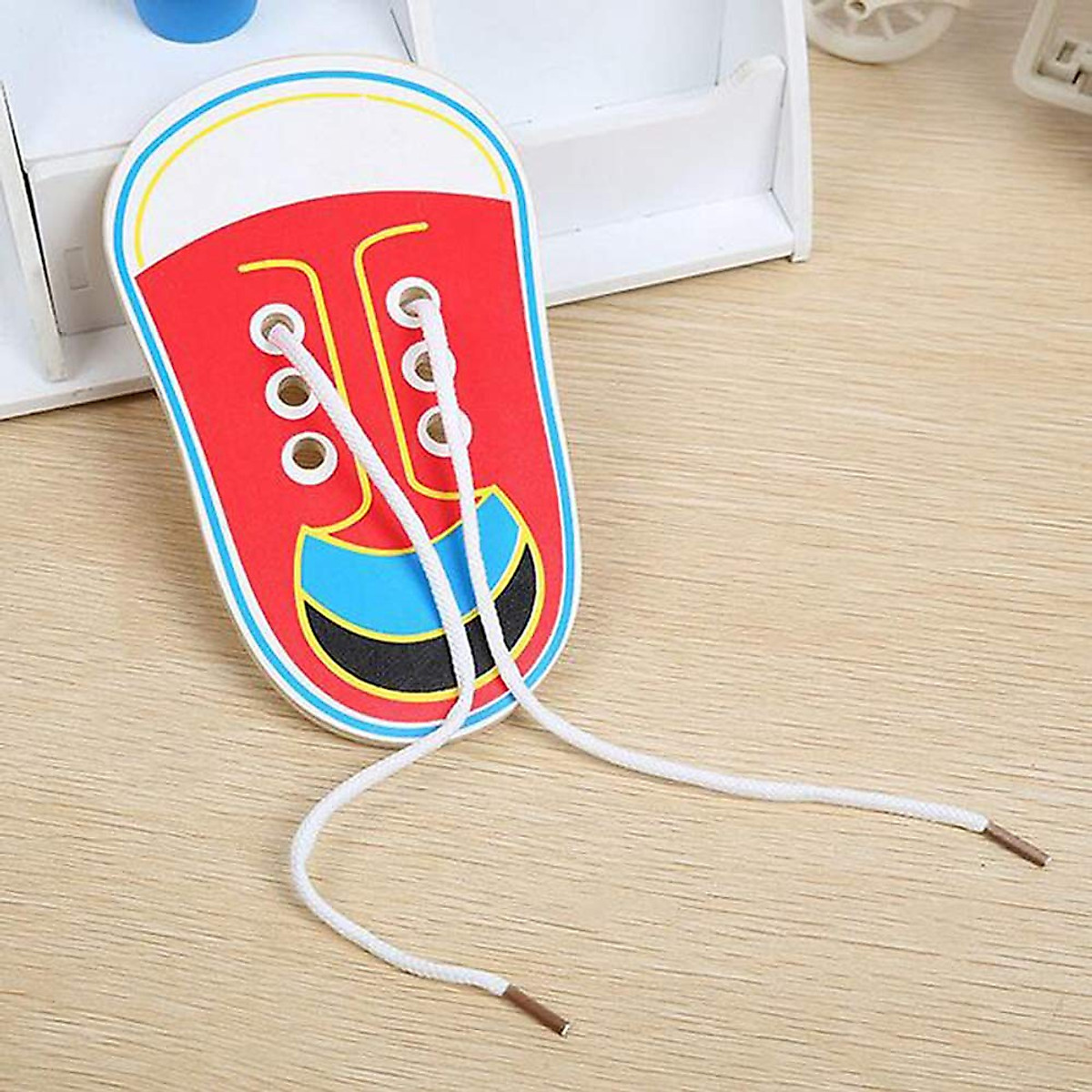 MileHouse Wooden Learn to Tie Your Own Shoes Kits for Kids | Threading Lacing Shoes Training Board Kids Toddler Early Learning Toy