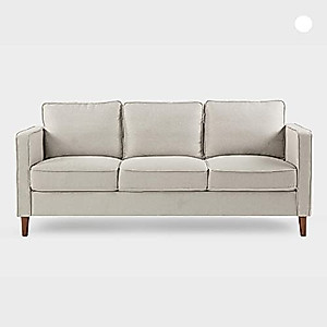 Mellow HANA Modern Linen Fabric Loveseat/Sofa/Couch with Armrest Pockets, Sand Grey