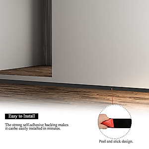 Floor Transition Strip Self Adhesive, 6.56Ft Thresholds for Doorways, 2'' Wide Vinyl Floor Edge Trim, PVC Carpet & Floor Cover Strips, Floor Flat Divider Strip for Laminate Flooring (Black)