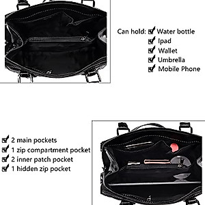 JESSWOKO Black Crocodile Pattern Vegan Leather Handbag Purse for Women Fashion Ladies Shoulder Bag 3 Ways Crossbody Totes Bag