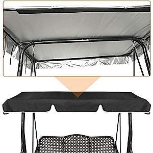 BTURYT Patio Swing Canopy,Waterproof Replacement Canopy Cover for 2/3 Seater Swing Chair,Swing Ceiling Replacement Cover for Outdoor Patio/Lawn/Garden Porch Swings(top Cover only)
