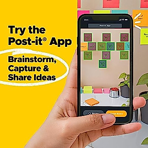 Post-it Super Sticky Notes, 3x3 in, 5 Pads, 2x the Sticking Power, Energy Boost Collection, Bright Colors, Recyclable (654-5SSUC)