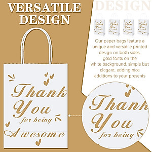 PerKoop 24 Pieces Employee Appreciation Gift Bags Bulk Thank You for Being Awesome Gift Bags with Handles Kraft Housekeeping Week Gifts for Colleague Employee Nurse Coworker Teacher(White)