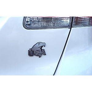 USA American Eagle Flag Black with Chrome Eagle Plastic car Emblem Decal 3"