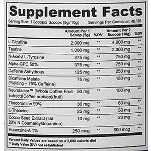 Prevail Pre Workout Powder with Nootropics: Pre Workout for Men and Women, Cutting Edge Energy and Focus Supplement with L Citrulline, Alpha GPC, L Tyrosine, Neurofactor | Rainbow Freeze, 40 SRV