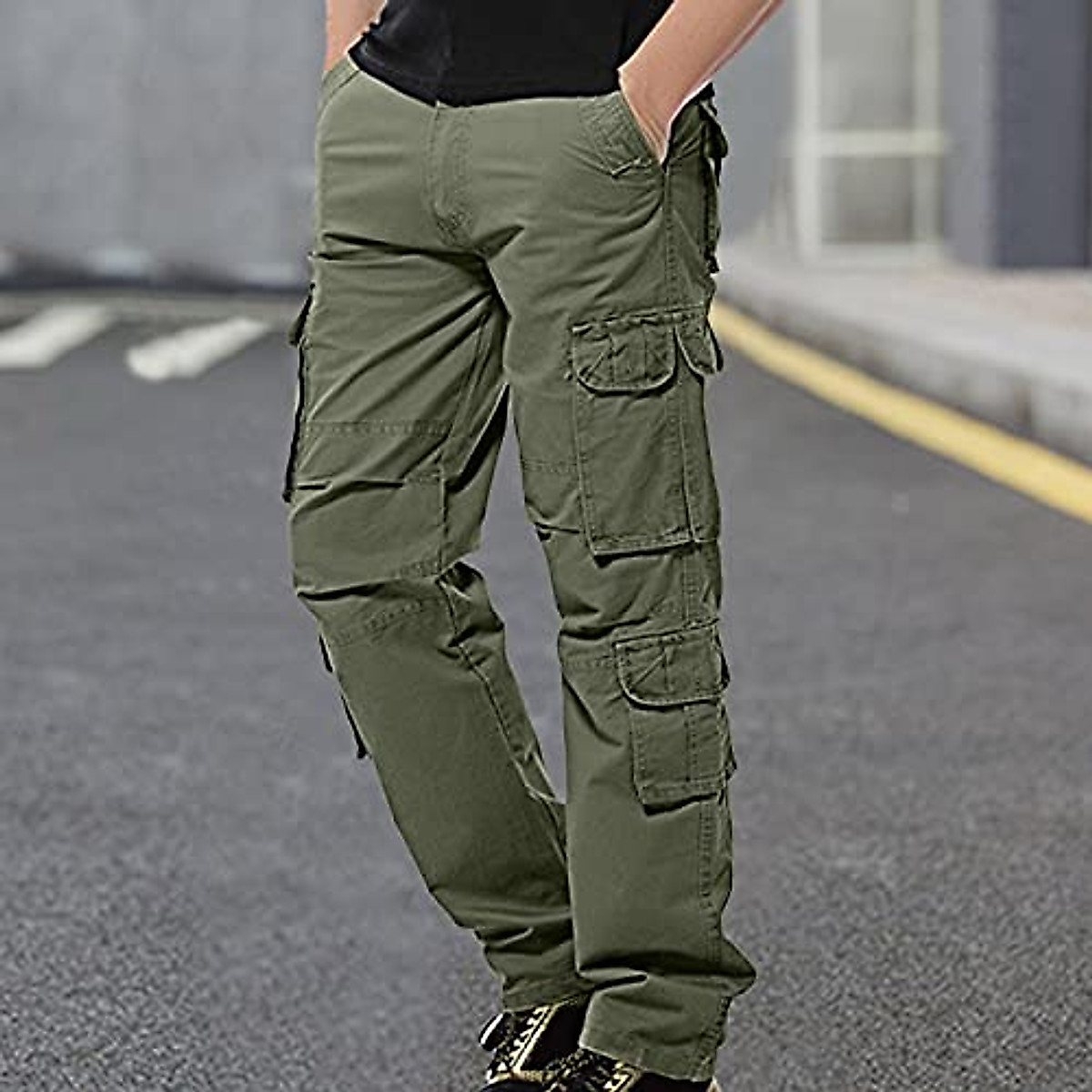 TOWMUS Cargo Pants for Men Men's Casual Hiking Cargo Pants Military Army Camo Pants Combat Work Pants Trousers with 8 Pockets