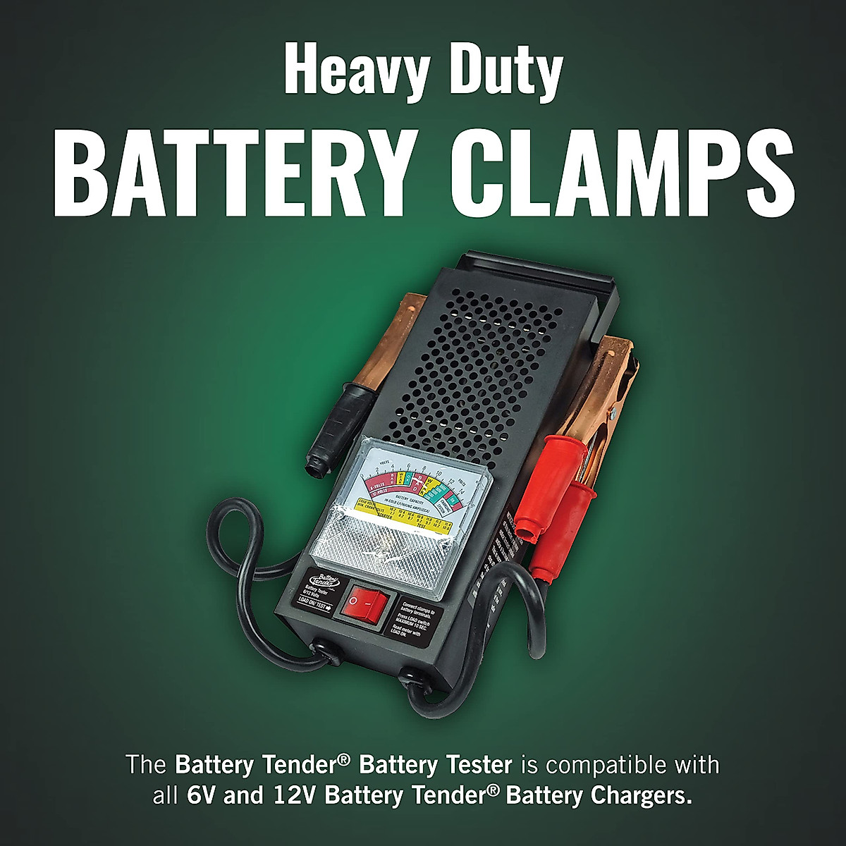 Battery Tender Battery Load Tester 12 Volt at 100 Amps / 6 Volt at 50 Amps Battery Tester - Includes Alligator Clamps - 12V or 6V Battery Health Checker, Check Starter Motor Draw - 026-0020