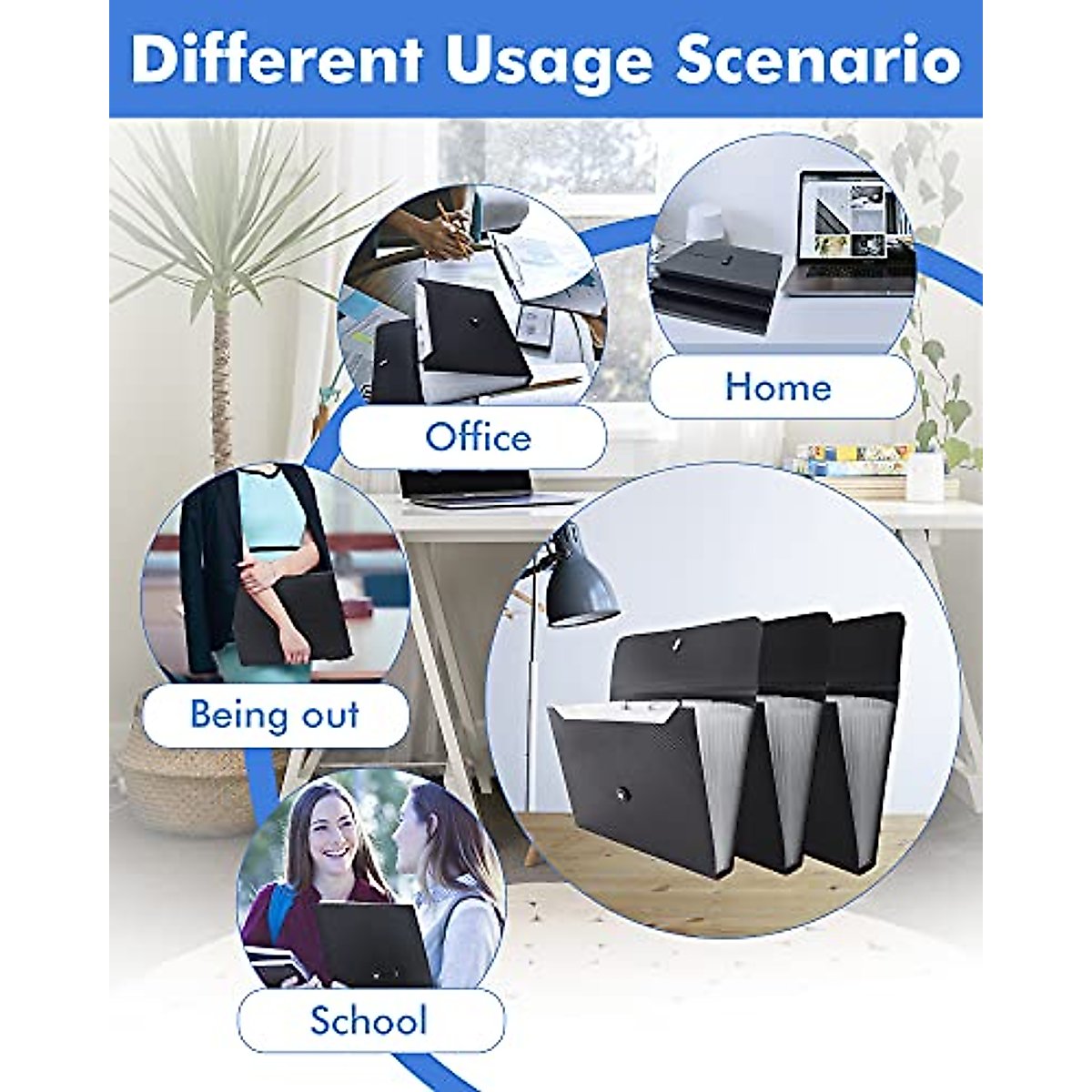 Cesil Expanding File Folders, Accordian File Organizer 13 Pockets File Organizer Accordion File Holder with Elastic Buckles Closure, A4 Paper Document Organizer for Home School Office