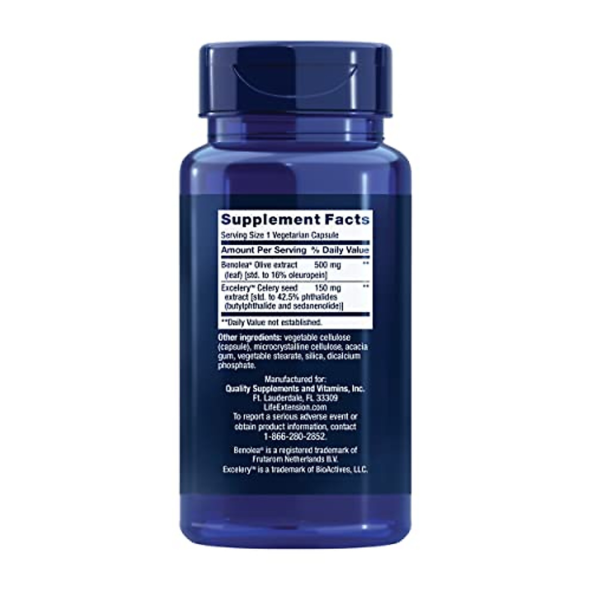 Life Extension Advanced Olive Leaf Vascular Support Promotes Cardiovascular & Circulatory Health – Gluten-Free, Non-GMO, Vegetarian – 60 Vegetarian Capsules