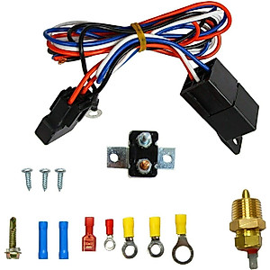 16 inch Electric Radiator Fan, 3000 CFM 10 Blades Electric Fan Automotive Black with Thermostat Wiring Switch Relay Kit