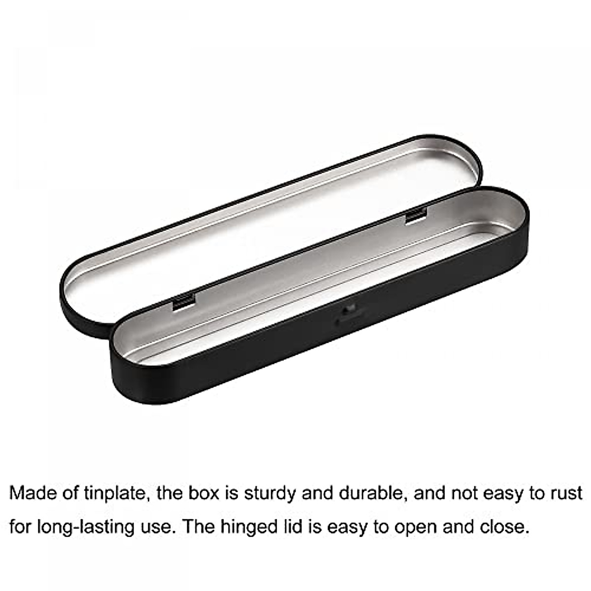 uxcell Metal Tin Box, 6pcs 6.89" x 1.5" x 0.79" Empty Tinplate Containers with Hinged Lids, Black, for Home Organizer, Candles, Gifts, Car Keys, Crafts Storage