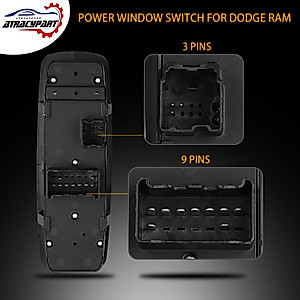 Master Power Window Switch | Compatible with 2009-2012 Dodge Ram 1500 2500 3500 | Replaces# 4602863AD, 4602533AB, 4602533AE, 901-473