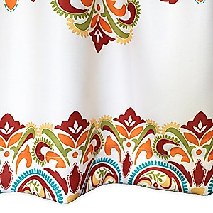 Lush Decor Clara Valance Paisley Damask Print Bohemian Style Single Curtain, 52"W x 18"L, Turquiose & Tangerine