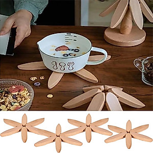 Wooden Tree Coasters，Tree Coasters Set of 4，Wooden trivets for hot Dishes，Wooden Coaster Tree ，Wooden Trivet Tree ，for Hot Dishes, Pot, Bowl, Coffee, Teapot (Wood-4)