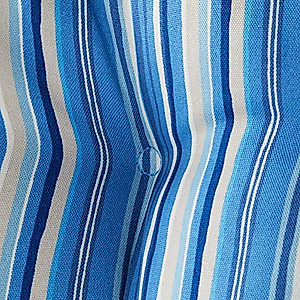 Greendale Home Fashions Outdoor Seat/Back Chair Cushion, 2 Count (Pack of 1), Steel Blue Stripe