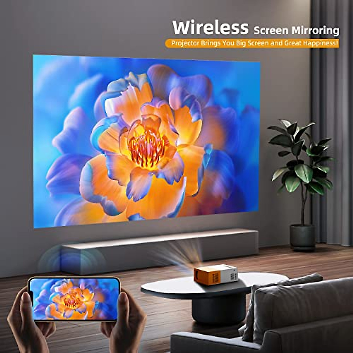 HD Projector, Support 1080P WiFi Projector, PVO 230" Portable Movie Projector