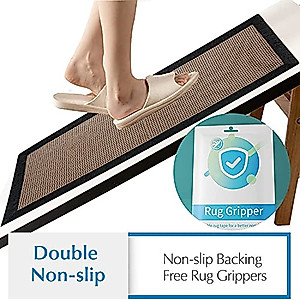 Twill Kitchen Mat Kitchen Rugs Set of 2 Kitchen Rugs and Mats Non Skid Washable Kitchen Floor Rugs for in Front of Sink Heavy Duty Standing Mat Kitchen mats for Floor Countertop Fridge Indoor