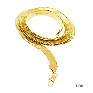 metaltree98 Hip Hop 14K Gold Plated 9 mm 24" / 30" Double Herringbone Chain