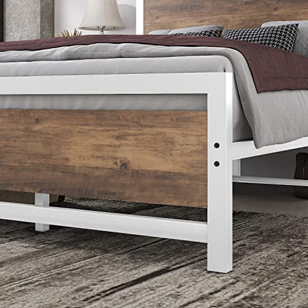 HOMBCK White Twin Bed Frame with Headboard, White Metal Bed Frame Twin with Heavy Duty Slats, Twin Bed Frame No Box Spring Needed, Easy Assembly, White