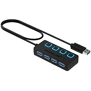 Sabrent 4-Port USB 3.0 Hub with Individual LED Power Switches (HB-UM43) (Renewed)