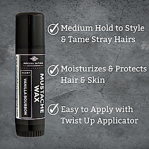 MNSC Vanilla Bourbon Mustache Wax - Medium Hold Balm - All-Natural Beeswax and Plant-Based Oils, Petroleum-Free, Hypoallergenic Ingredients, Handmade in USA