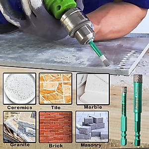 FACHLICH Porcelain Tile Drill Bits 1/4" Granite Drill Bits 10pcs 6mm Diamond Drill Bits Set with Quick Change Hex Shank for Granite Marble Tile Porcelain Ceramic