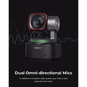 OBSBOT Tiny 2 Webcam 4K Voice Control PTZ, AI Tracking Multi-Mode & Auto Focus, Web Camera with 1/1.5" Sensor, Gesture Control, 60 FPS, HDR Light Correction, Webcam for PC, Streaming, Meeting, etc.