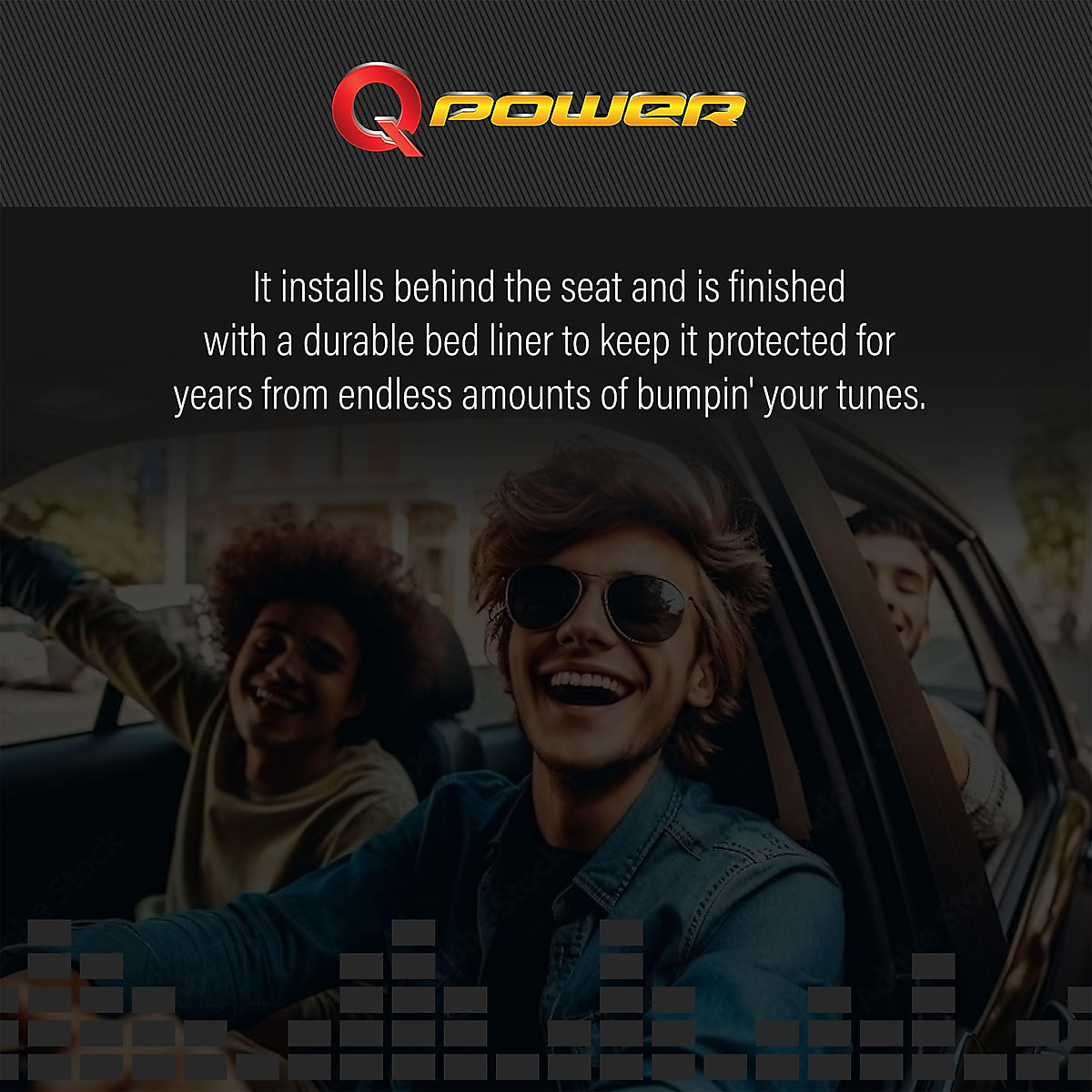 Q Power Easy to Install Durable 8 Inches by 11.25 Inches Dual Port Empty Subwoofer Enclosure Box with Underseat Down Fire and Loud Bass