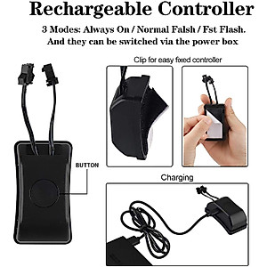 4PCS Upgrade Rechargeable Motorcycle Helmet Light, Night Riding Signal EL Light Sticker, 3 Mode Led Helmet Light Strip Accessories for Bike (Rechargeable Powered, Blue)