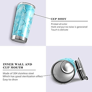 Blue-green Irregular Marble Texture Stainless Steel insulated water bottle with straw with Lid and Straw coffee mug for men for Home, Office or Car portable tumblers with lids and straws vaso