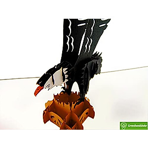American Eagle, 3D Popup greeting card for birthday, valentine's day, mother's day, anniversary, thank you, get well, 6" x 6"