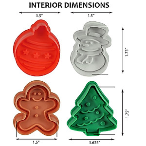 R&M International 0 Christmas 2" Pastry/Cookie/Fondant Stampers, Tree, Snowman, Gingerbread Boy, Ornament, 4-Piece Set