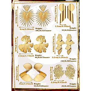 Glenmal 6 Pair Gold Threader Dangle Earrings Long Chain Threader Statement Drop Dangle Earrings Jewelry for Women(Boho Geometric)