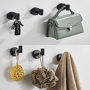 Towel Hooks，Bathroom Hook SUS 304 Stainless Steel Heavy Duty Wall Hooks for Bathroom,Robe Hook Hanging Hooks Wall Mounted, Black Matte Towel Hooks (2 Pack)