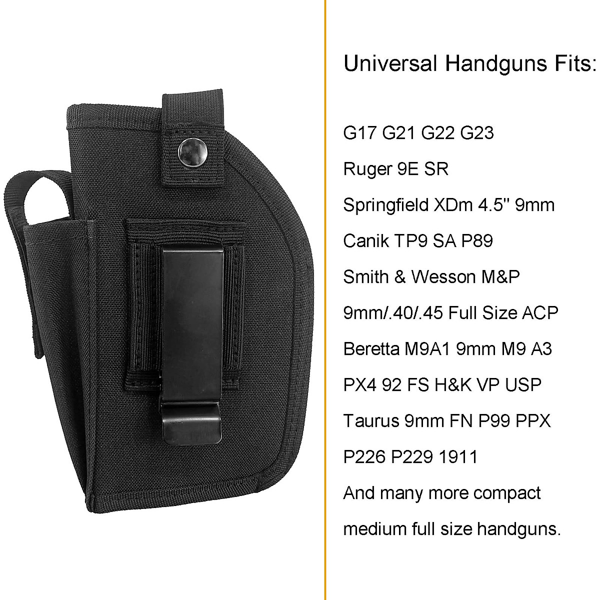 Depring Concealed Carry Holster with Mag Pouch Universal Fits Handgun with Laser or Light Attachment IWB OWB Car Ambidextrous Gun Holster with 2 Straps Black