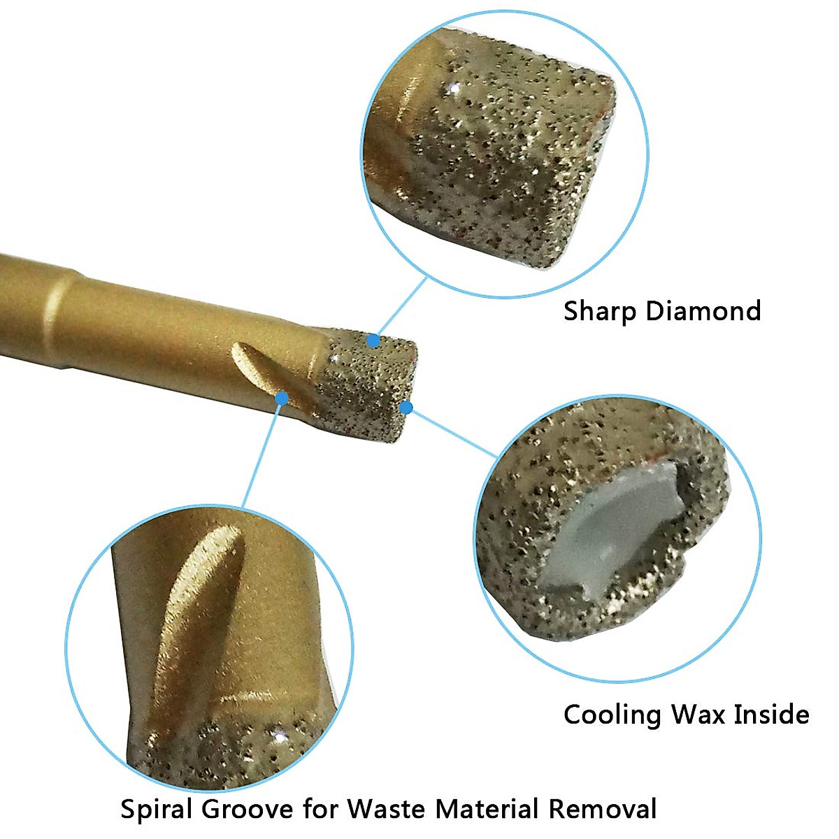 Jashtool Diamond Drill Bits 3 PCS 8mm 5/16 inch Ceramic Diamond Hole Saw Set with Wax Insert Cooling for Ceramic Tile Porcelain Marble Granite Stone Rock Glass