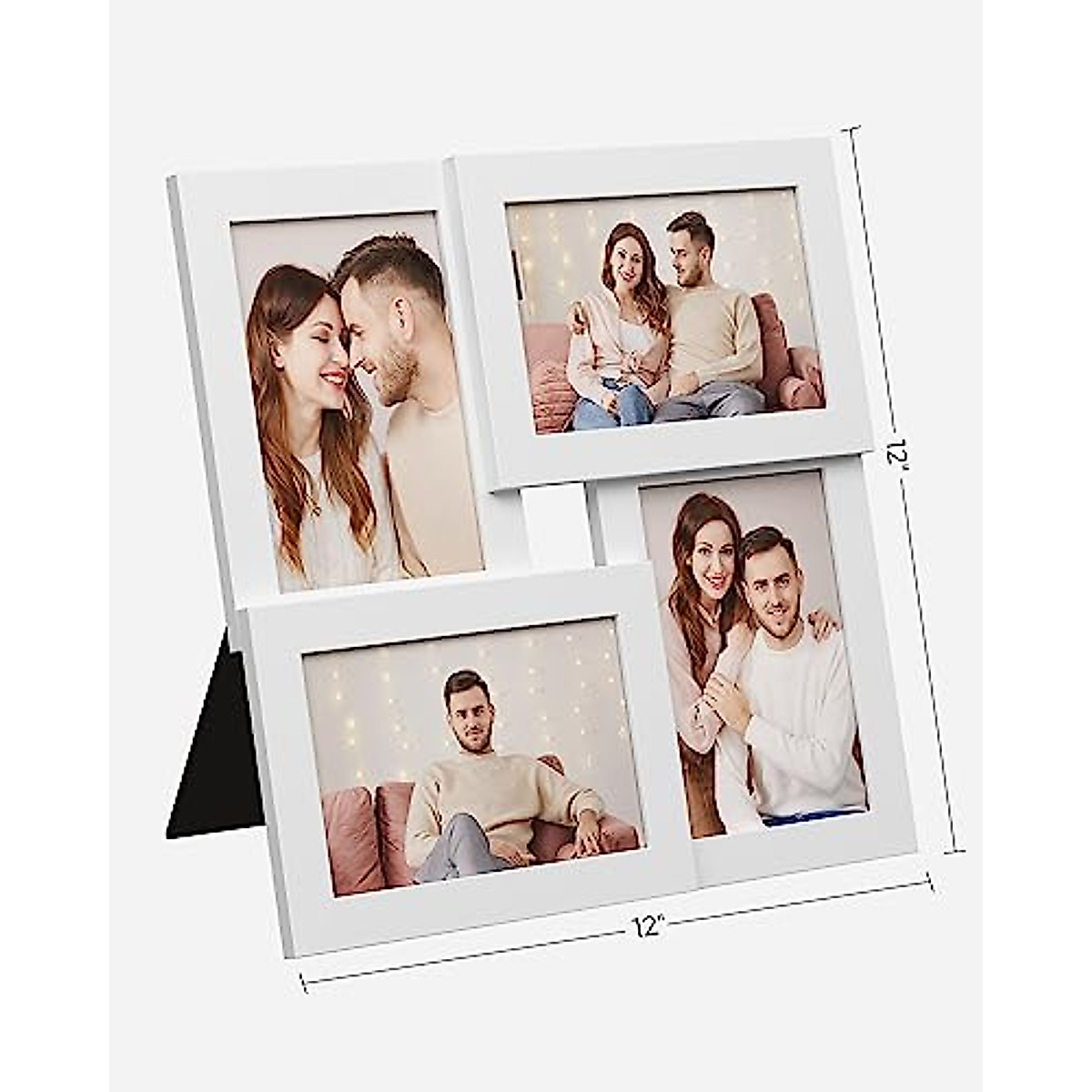 SONGMICS 4x6 Collage Picture Frames, Family Photo Collage Frame Set of 4 for Wall Decor, Glass Front, Wall Hanging or Tabletop, White