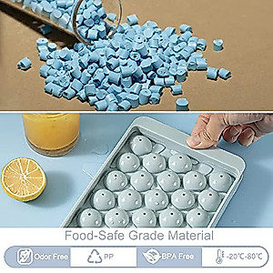 DZHJKIO Round Ice Cube Trays for Freezer with Cover & Bin, 3 Packs 1In Small Circle Ice Ball Maker Mold, BPA Free Ice Tray for Cocktail & Whiskey (3 Sphere Trays & 1 Container & Ice Tongs) (Blue)…