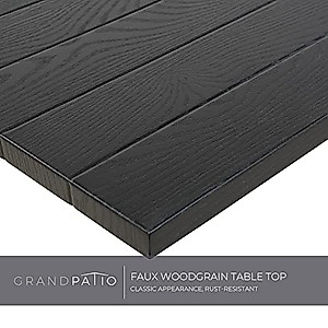 Grand patio 5-Piece Outdoor Dining Set, 4 Steel Leather-Look Resin Wicker Swivel Patio Chairs & 1 Square Dining Table, Black