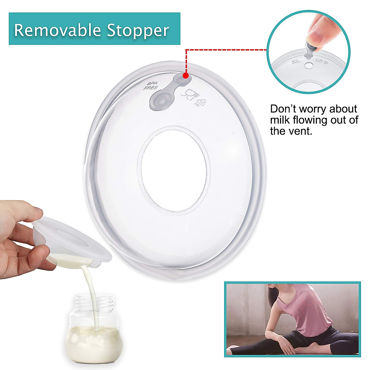 Breast Shells, Milk Catcher, (2PCS) Breastmilk Collector, Milk Savers for Breastfeeding, Nipple Shields with Plug, for Milk Leaks, Collect Breastmilk, Protect Cracked Nipple, Reusable & BPA-Free