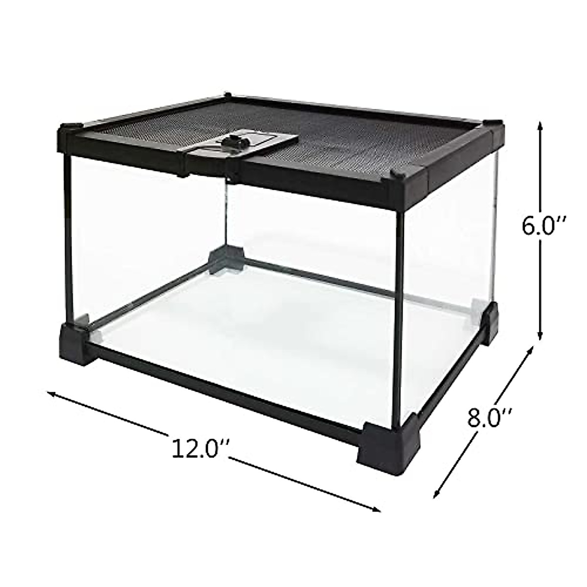 kathson Mini Reptile Glass Terrarium Tank 12"x8"x6" Amphibians Habitat Cage Full View Visually Appealing Sliding Screen Top for Bearded Dragons Lizards Geckos Hermit Crab Frog