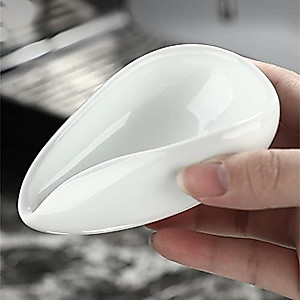LIPPSY Coffee Dosing Cup, Coffee Beans Dosing Cup, Ceramic Tea Scoop, Pure White Ceramic Tea Vessel with Non-Slip Base