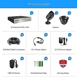 ZOSI 5MP Lite Home Security Camera System with 1TB Hard Drive,8CH H.265+ CCTV DVR,8pcs 1080P 1920TVL Weatherproof Surveillance Cameras,80ft Night Vision,Motion Alert,Remote Access for 24/7 Recording