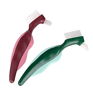 Alsunny Stiffness, Hard Denture Brush Toothbrush with Premium Carrying Case for Denture Care,Denture Double Sided Brush Cleaning False Teeth(2 Pack)