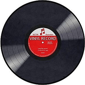 Music Record Black Round Area Rug for Bedroom Living Room Study Playing Non-Slip Floor Mat Carpet Home Decor Rugs 3' Diameter