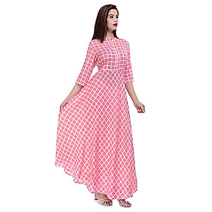 Ramkudi Indian Women's Checks Cotton Kurti Top (Baby Pink)