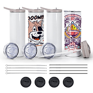 AGH 15 oz Sublimation Tumblers with Handle Lid and Splash-Proof Lid, 4 Pack Kids Sublimation Straight Skinny Tumblers, Stainless Steel Double Wall Vacuum Tumbler for DIY Gift