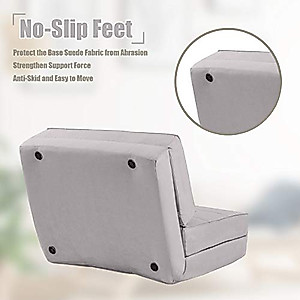 Giantex 5-Position Adjustable Convertible Flip Chair, Sleeper Dorm Game Bed Couch Lounger Sofa Chair Mattress Living Room Furniture, Gray
