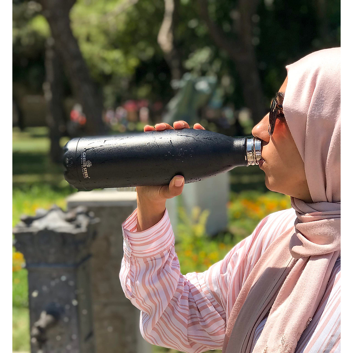 Stainless Steel Water Bottle – 25 oz Vacuum Insulated Double Wall with Screw Lid/Leak Proof Thermal Travel Sports Flask Coffee Canteen - 25 oz, Black