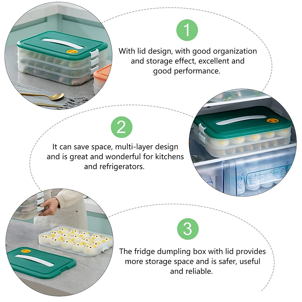DOITOOL Refrigerator Drawer Organizer Refrigerator Food Storage Box Box Crisper Plastic Ravioli Plate Dumpling Organizer Box Fridge Egg Organizer